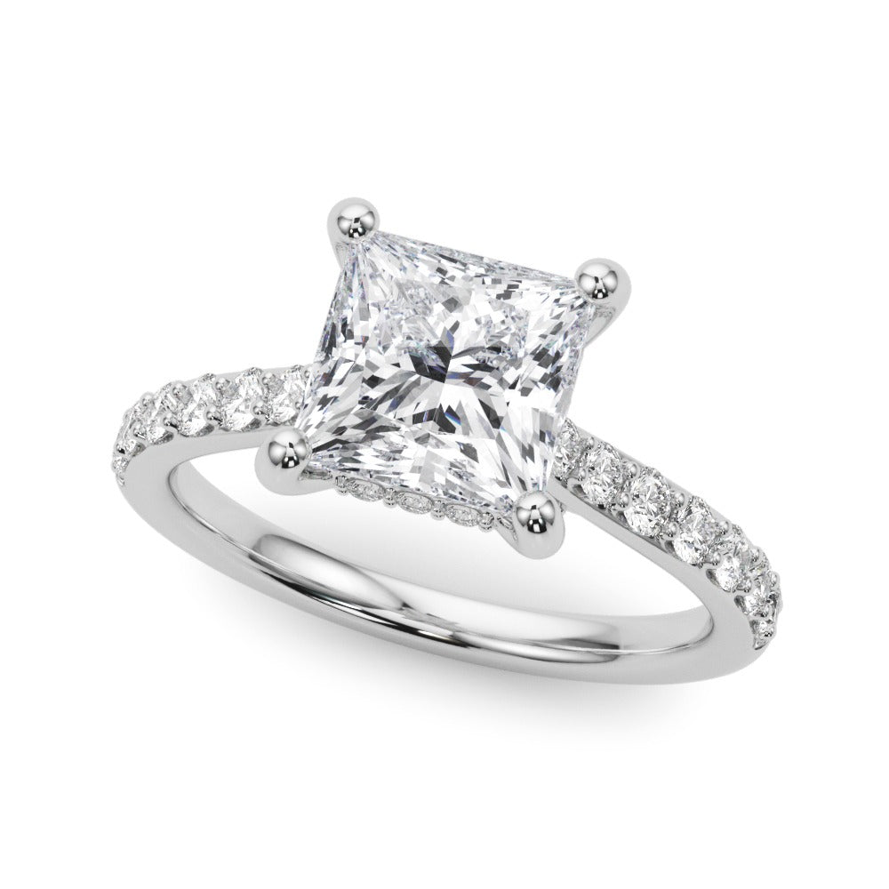 Allegra Princess Hidden Halo Engagement Ring – Carbon Diamonds